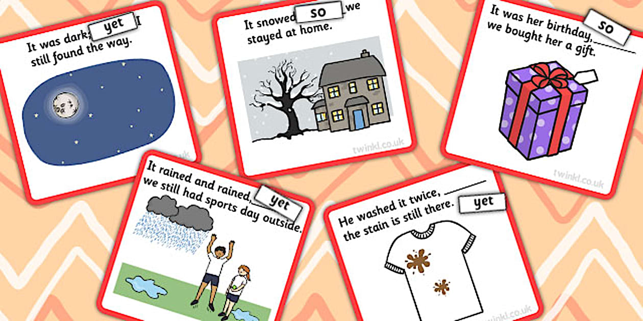 Finish The Sentence Yet So Conjunction Cards - Twinkl