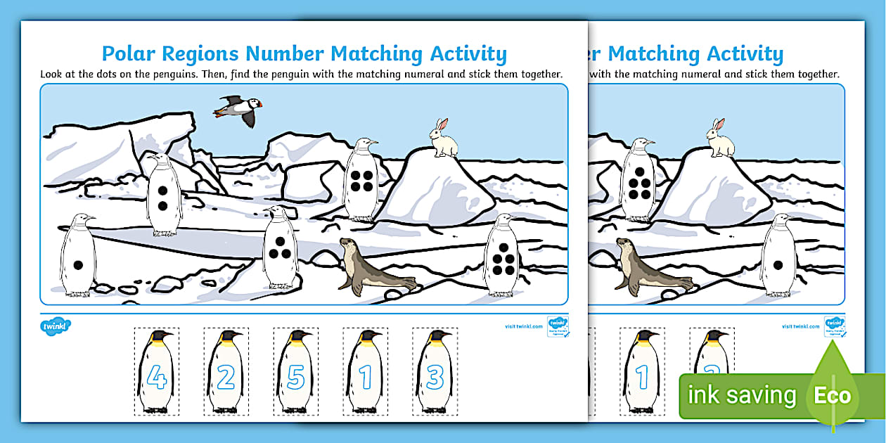 👉 Polar Regions Number Matching Activity - Twinkl