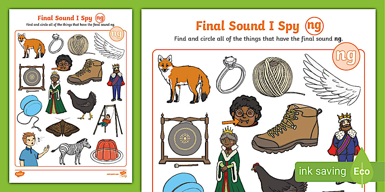 Final Sounds I Spy Activity: Digraph ng - Twinkl