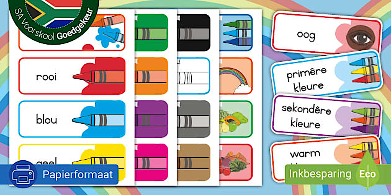 Kleure: Woordkaarte (teacher made) - Twinkl