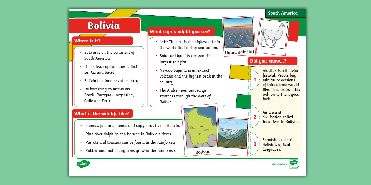 * NEW * KS1 Bolivia Fact File - Twinkl - KS1 (Teacher-Made)