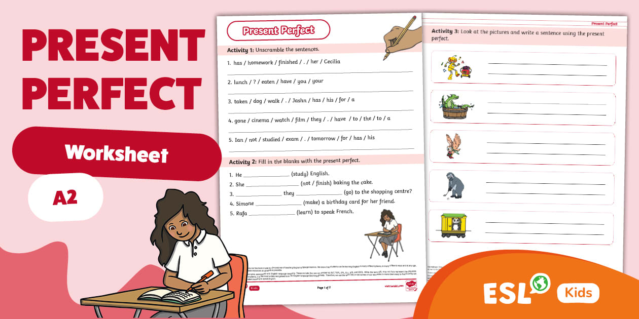 ESL Present Perfect Kids Activity Sheet