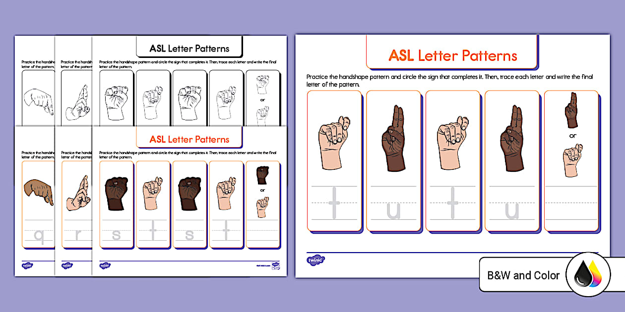 ASL Q-U Letter Pattern Activities (teacher made) - Twinkl