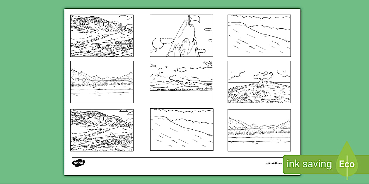 Mountain Doodle Colouring Page (teacher made) - Twinkl