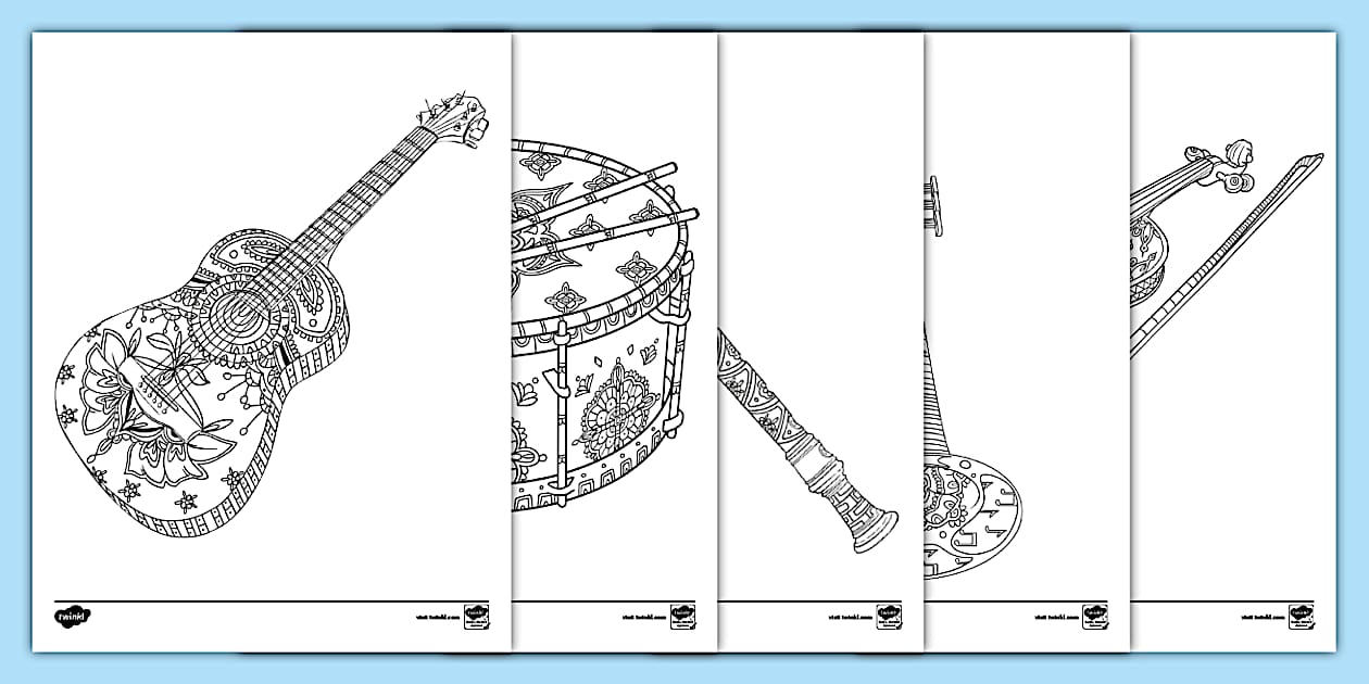 3rd Grade Musical Instruments Coloring Pages | Twinkl USA