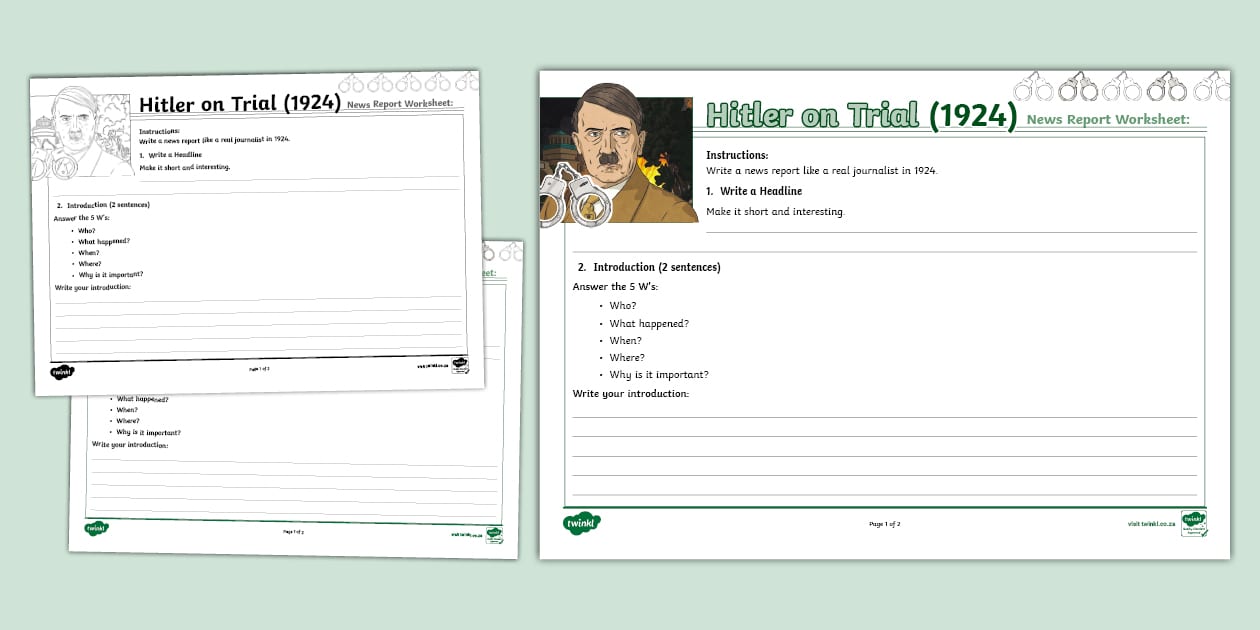 News Report Worksheet: Hitler on Trial (1924)