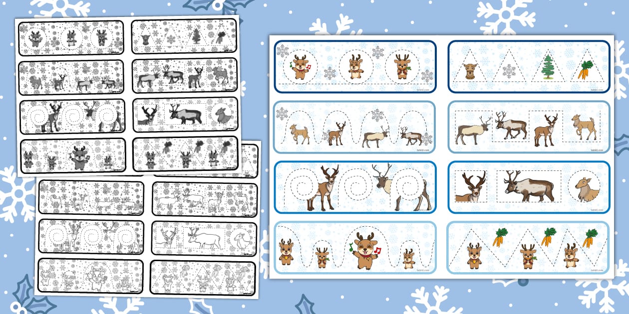 Reindeer Pencil Control Flashcards (professor feito)
