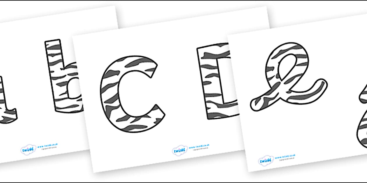 Cursive Display Lettering & Symbols (Zebra Print)