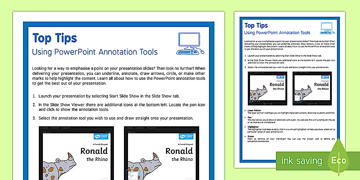 PowerPoint Annotation Top Tips (Teacher-Made) - Twinkl