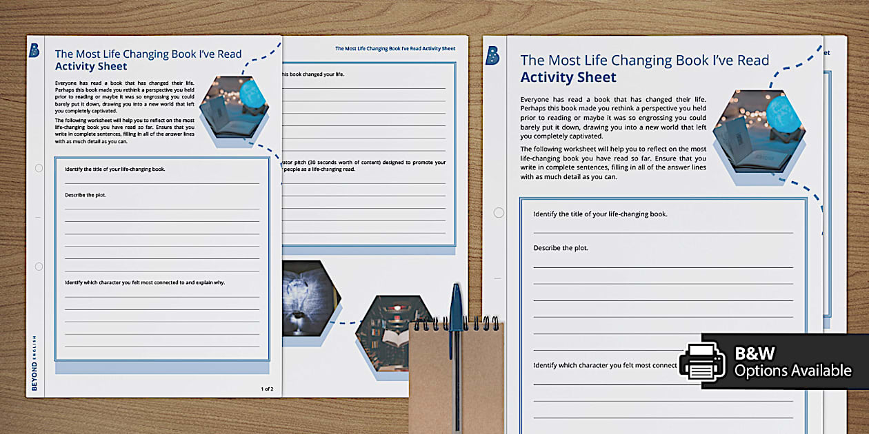 The Most Life Changing Book I’ve Read Activity Sheet
