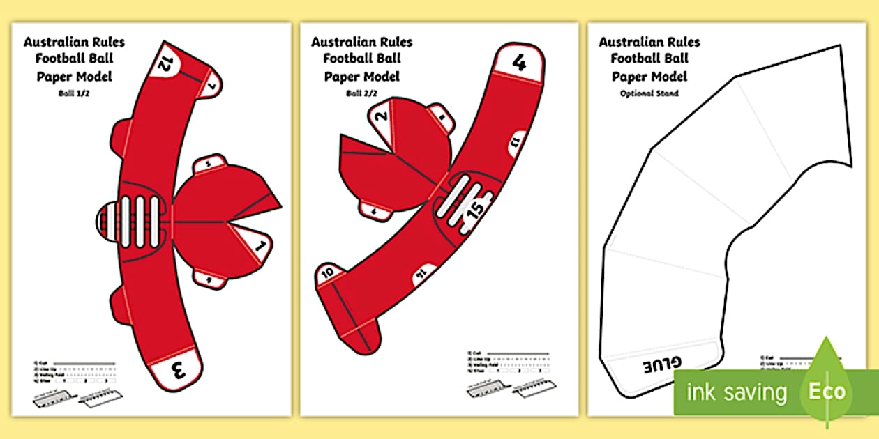AFL Ball Display Paper Craft - Twinkl