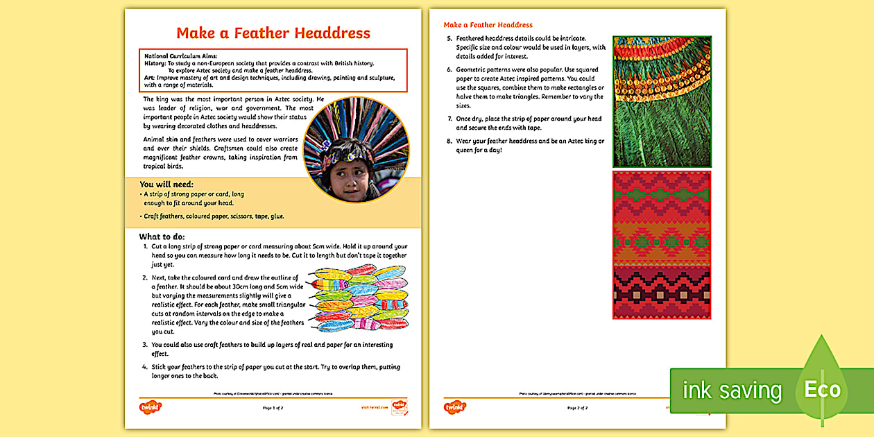 How to Make an Aztec Headdress Activity - Art Resource - Twinkl