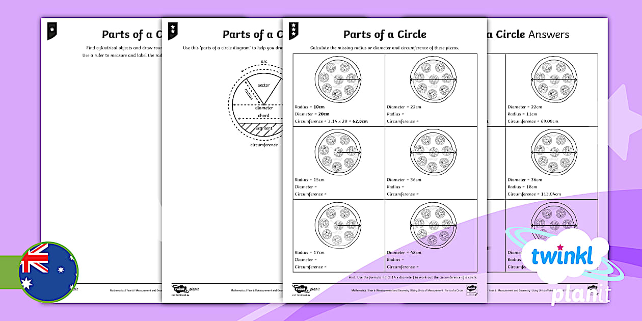 Year 6 Parts of a Circle Home Learning Tasks (teacher made)