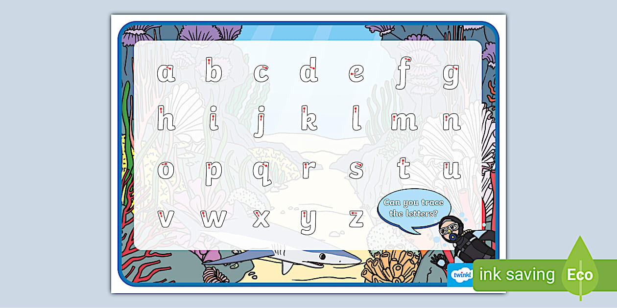 Cursive Under the Sea Themed Letter Writing Worksheet