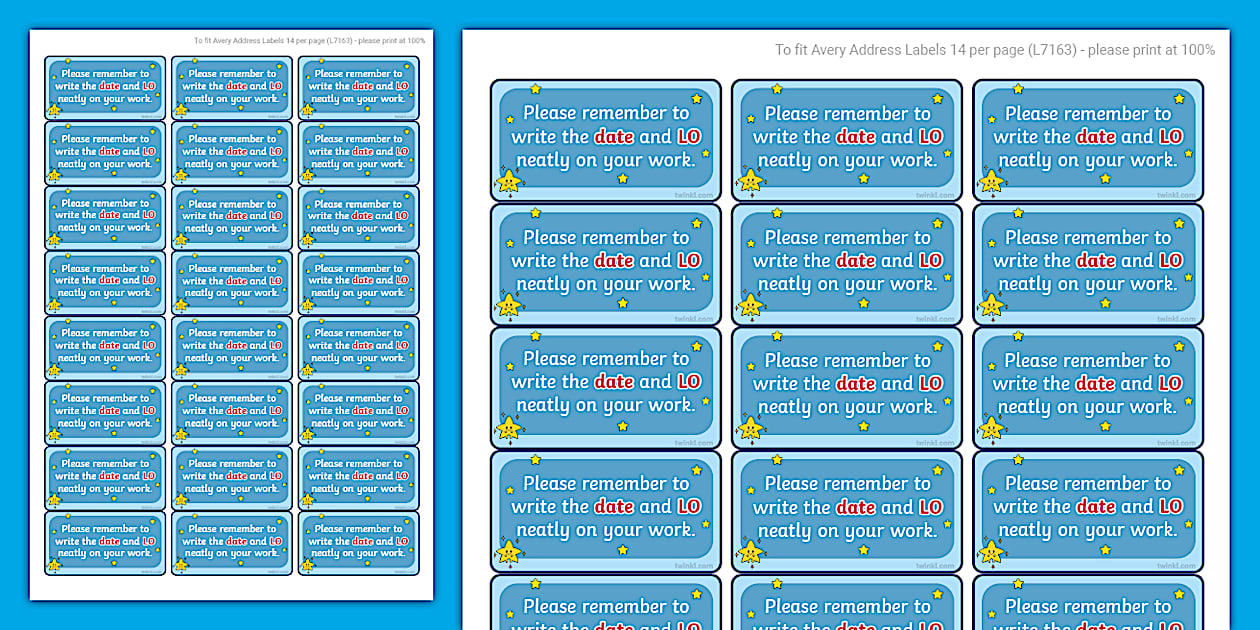 Time Saving Stickers for Marking Date and Learning Objective