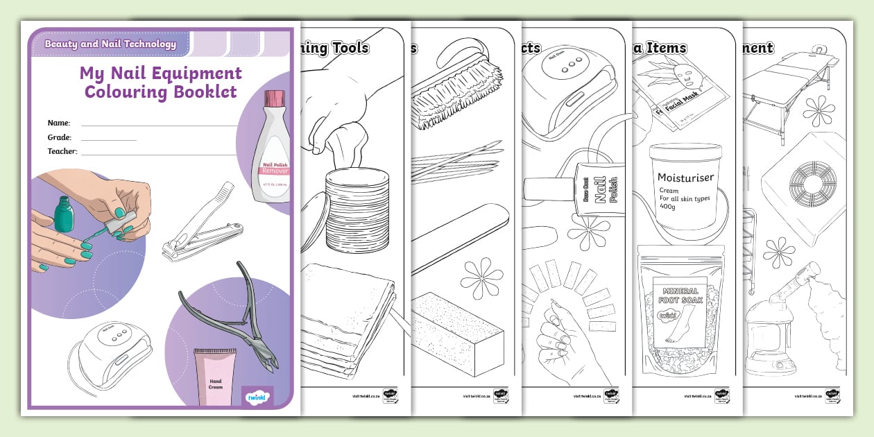 Beauty and Nail Technology: Nail Equipment Colouring Booklet