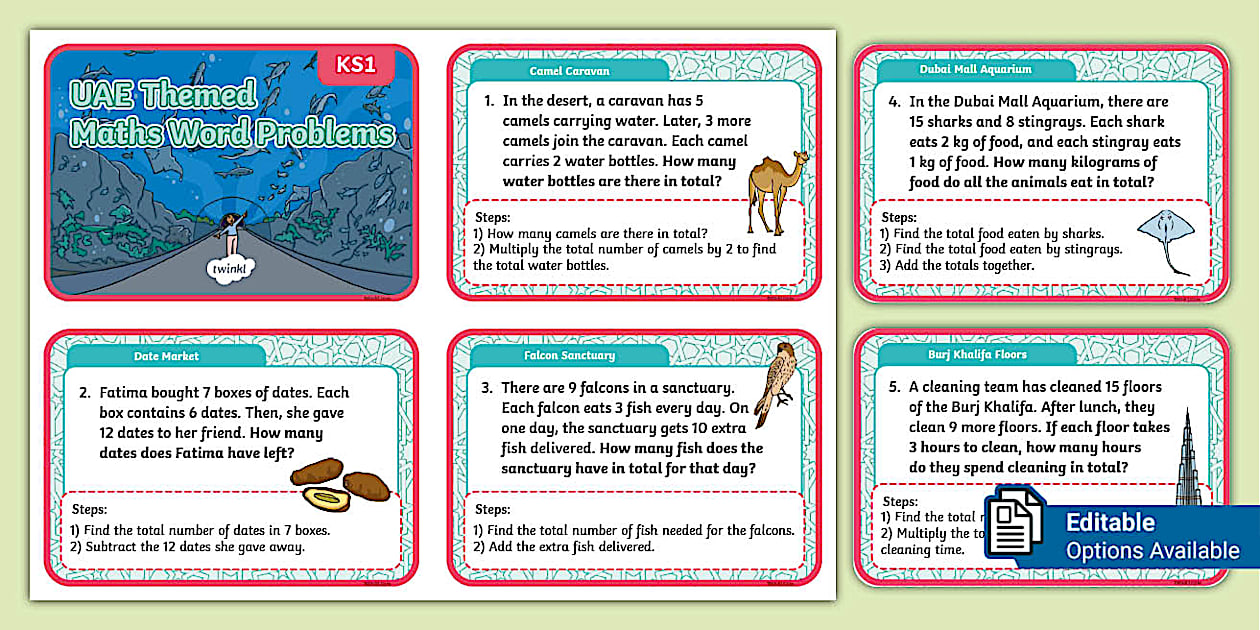 KS1 UAE Themed Maths Word Problems - UA - KS1 - Maths - problem solving