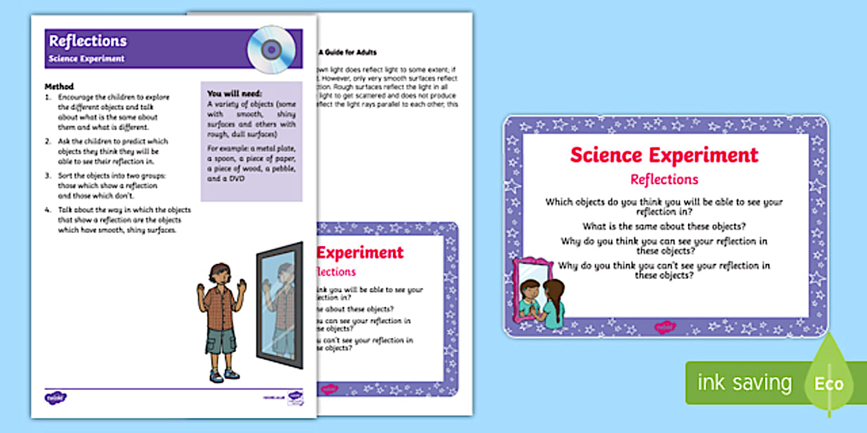 EYFS Reflections Science Experiment and Prompt Card Pack