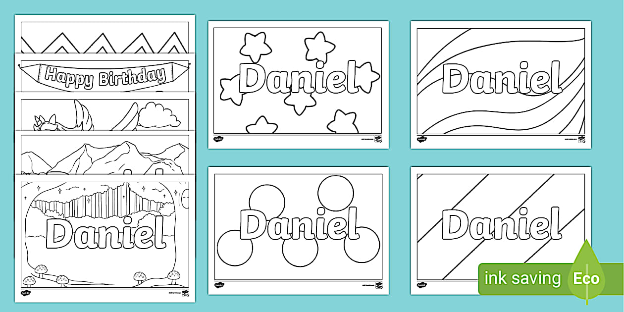 Daniel Name Simple Colouring Activity Sheets | Twinkl | KS1