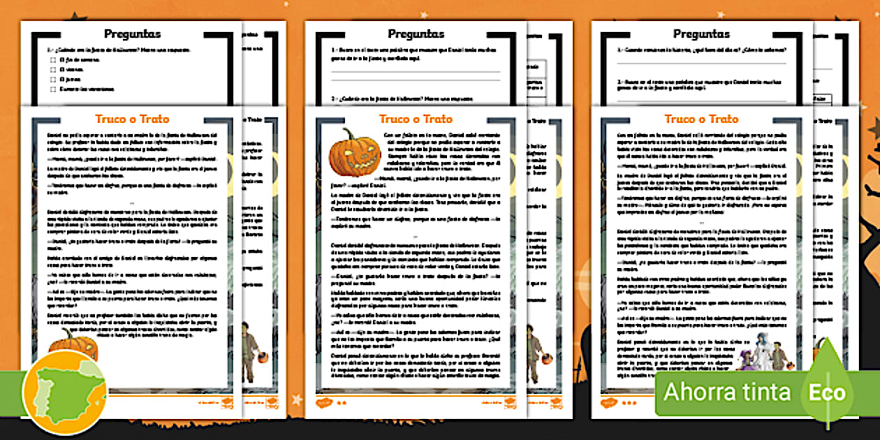 Compresión lectora por niveles: Una historia de Halloween