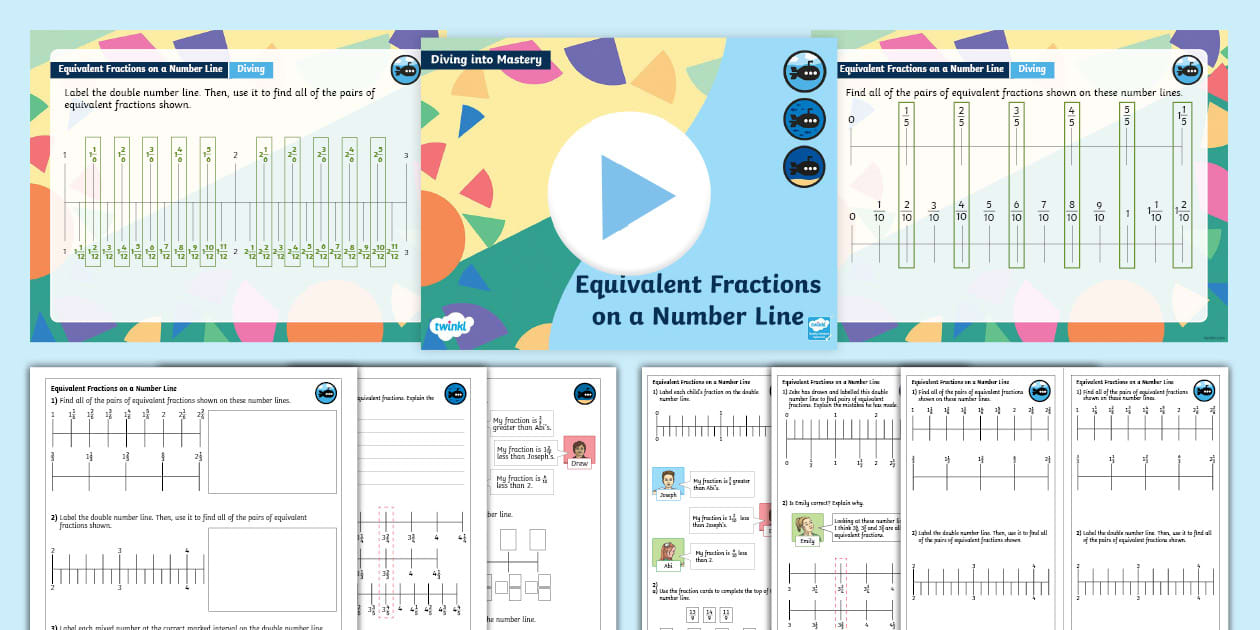👉 Y4 DiM: Step 9 Equivalent Fractions on a Number Line Pack