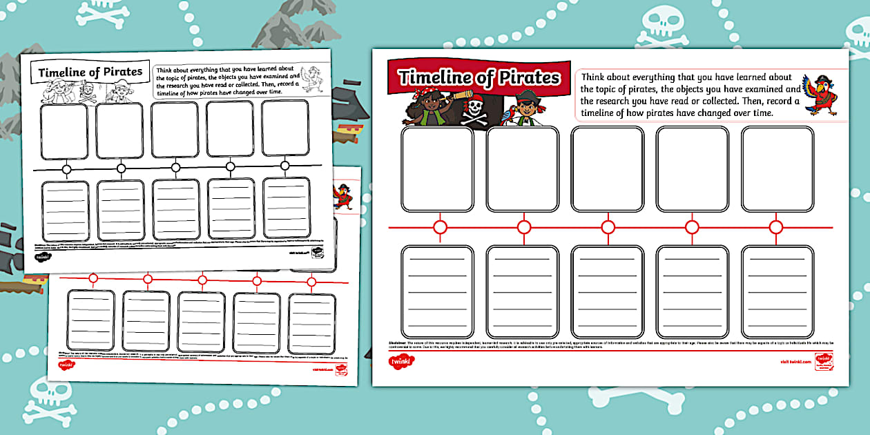 Pirates Timeline Worksheet - Twinkl