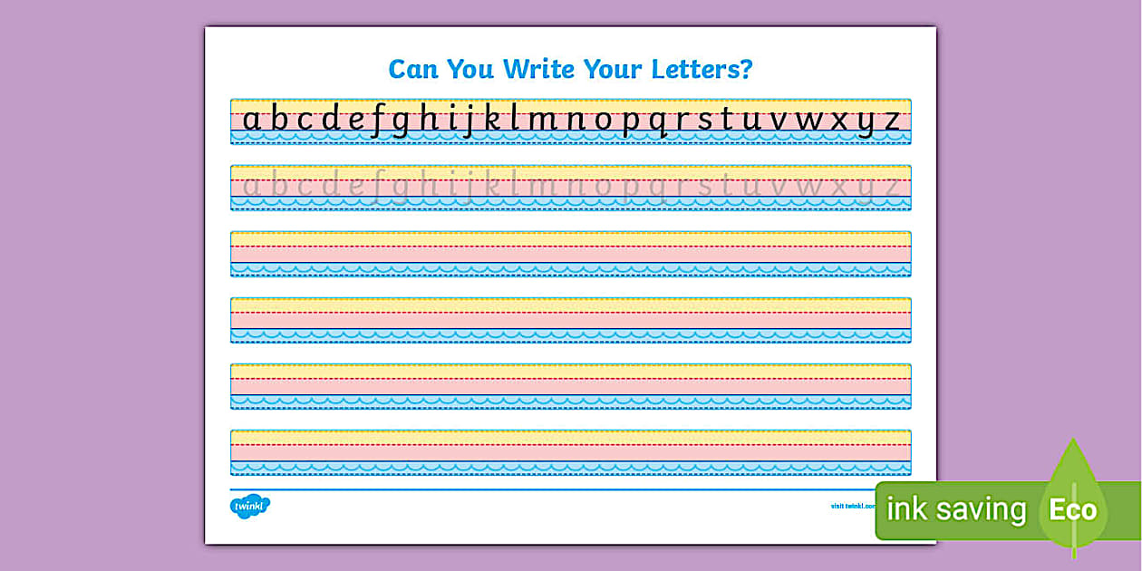 Can You Write Your Letters Worksheet (Sun, Boat and Water)
