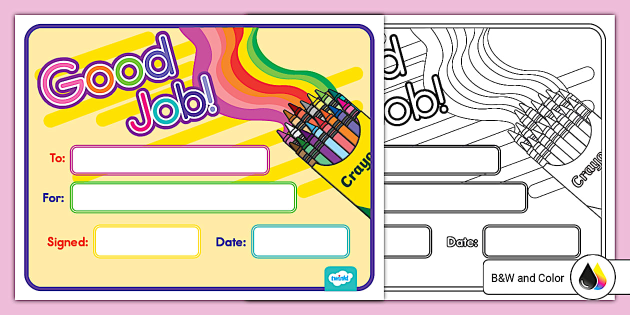 Good Job Certificate (Lehrer gemacht) - Twinkl