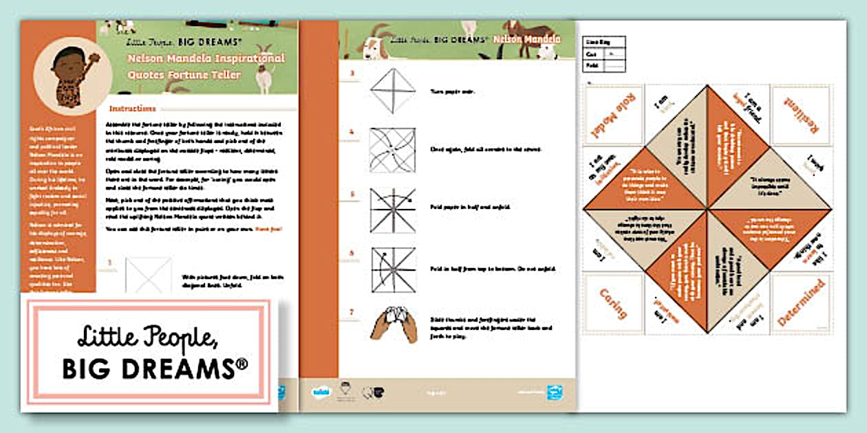 Nelson Mandela Inspirational Quotes Fortune Teller - Twinkl
