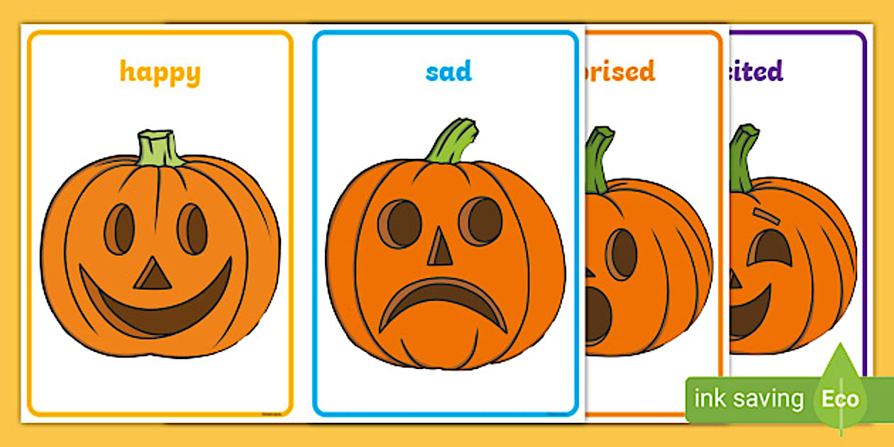 Pumpkin Faces Emotions Cards
