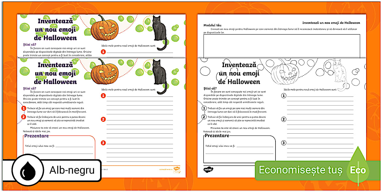 😊 Inventează un nou emoji de Halloween – Fișă de activitate