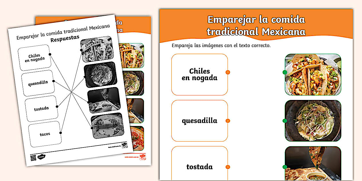 Hoja de actividad: Emparejar la comida tradicional mexicana
