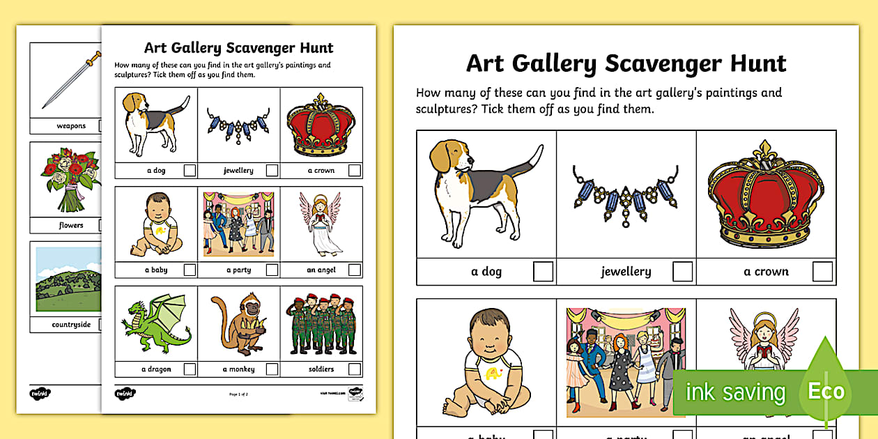 Art Gallery Scavenger Hunt Worksheet / Worksheet - Twinkl