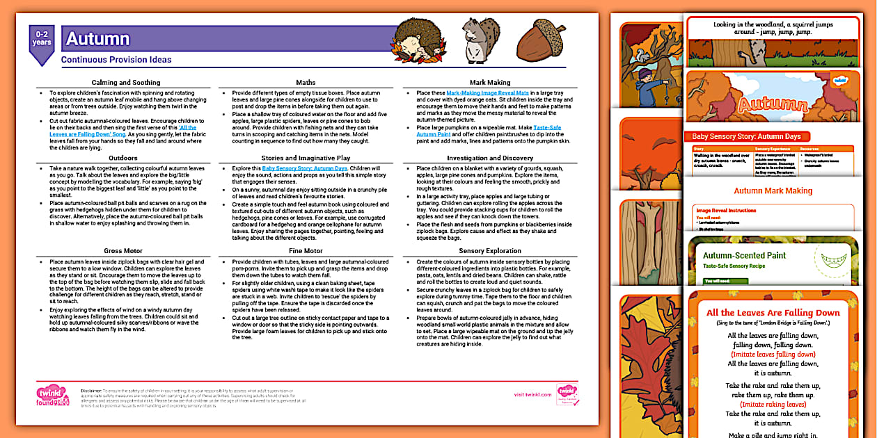 EYFS Autumn Provision Ideas Resource Pack (Ages 0-2)