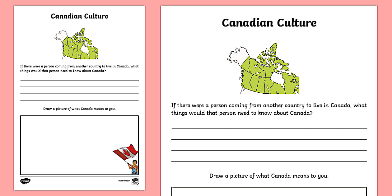 Black and White Canadian Culture Writing Worksheet - Twinkl