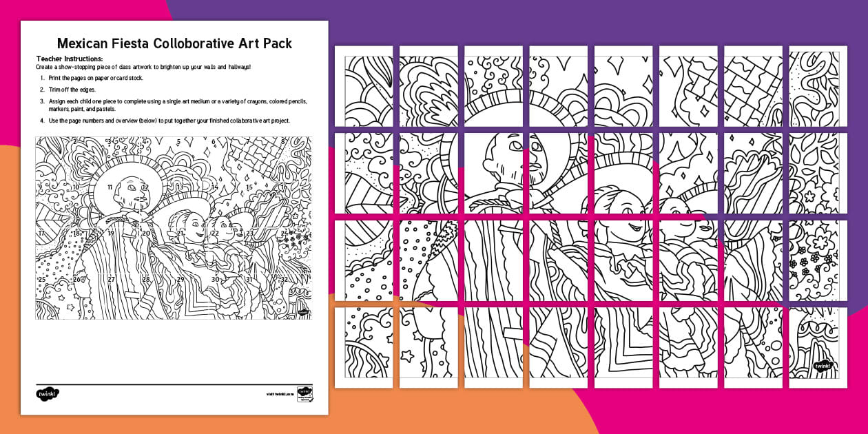 Mexican Fiesta Colloborative Art Pack (teacher made)