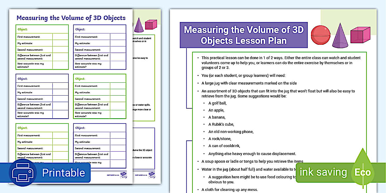 Measuring the Volume of 3D Objects Activity Sheet - Twinkl