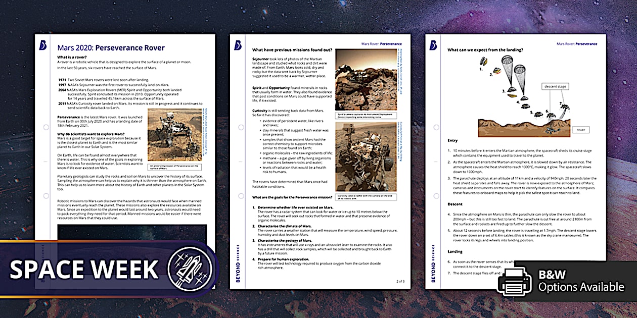 Mars 2020: Perseverance Rover Reading Comprehension - Twinkl