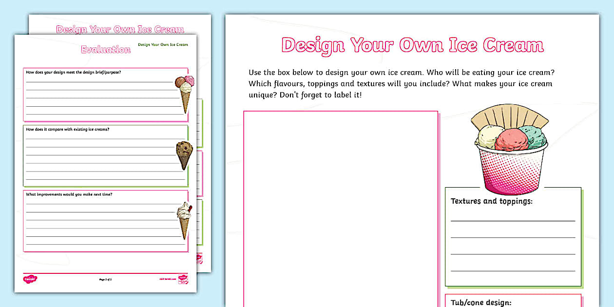 Design Your Own Ice Cream Worksheet (teacher made) - Twinkl