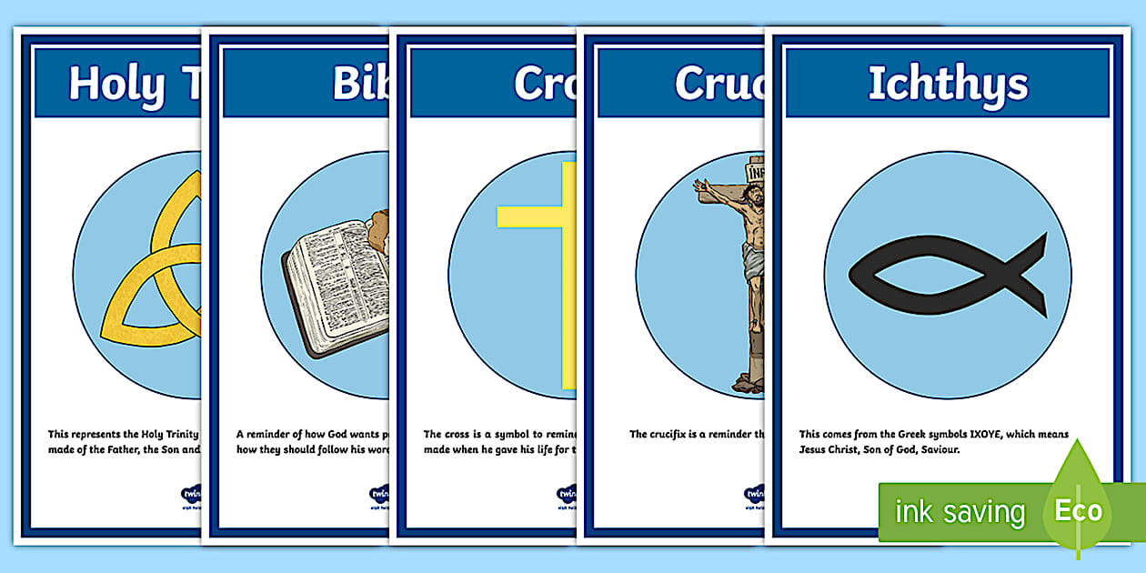 Editable Catholic Symbols Display Posters (teacher made)
