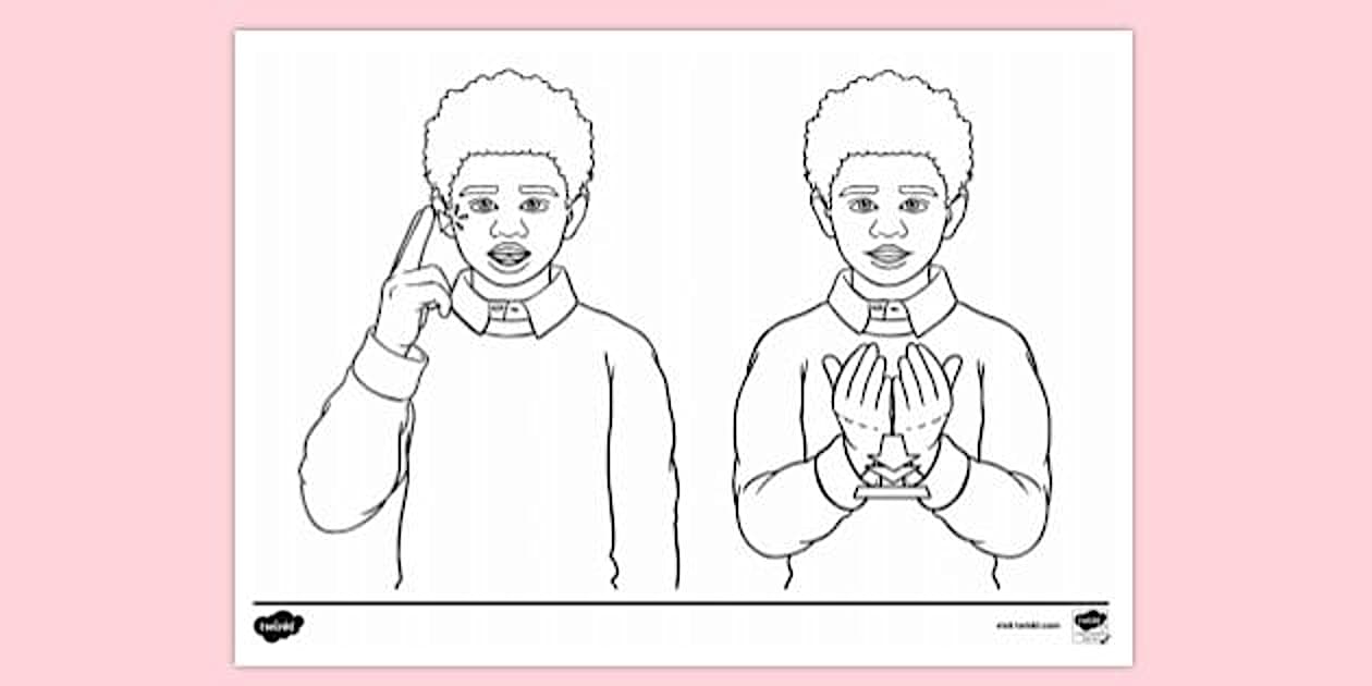 BSL Child Deaf Studies Colouring | Colouring Sheets - Twinkl