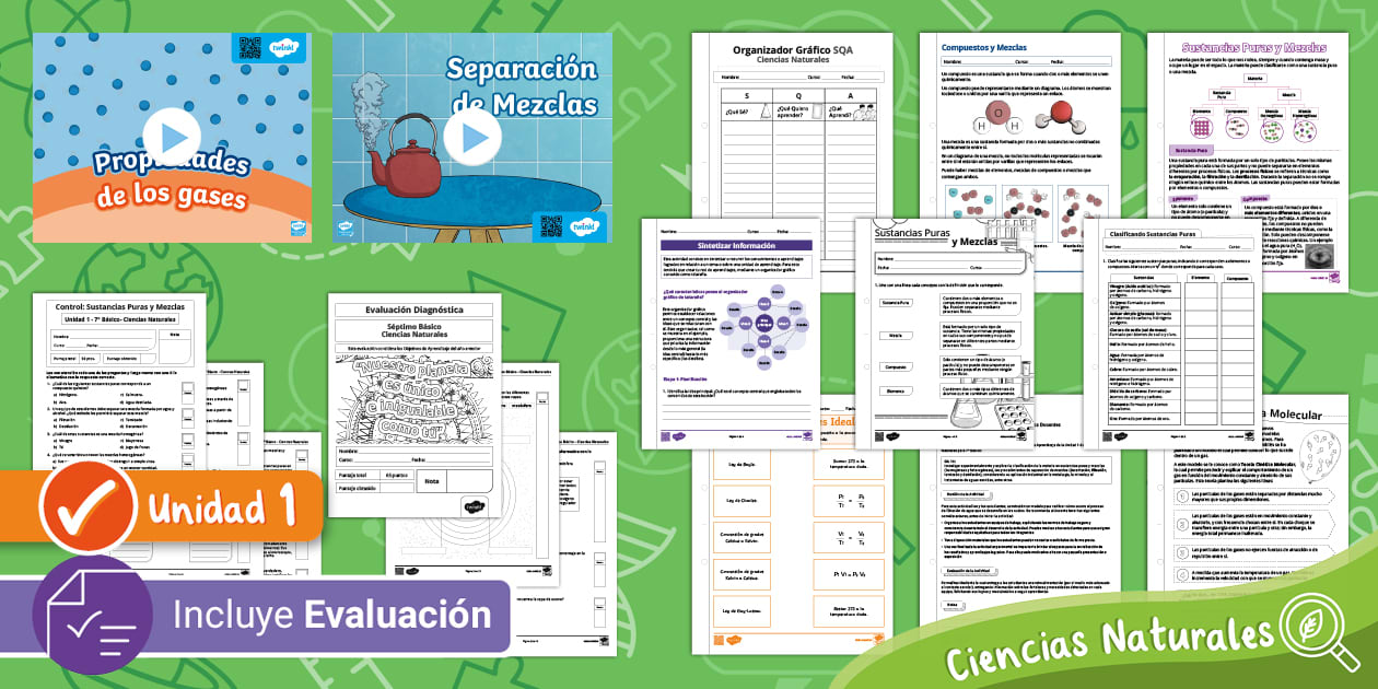 Pack | unidad 1 | Ciencias Naturales | química | 7º Básico