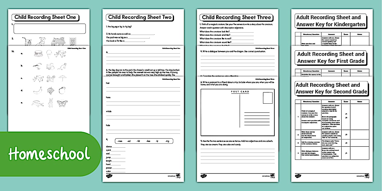 Homeschool Language Arts Placement Tests for K-2nd Grade