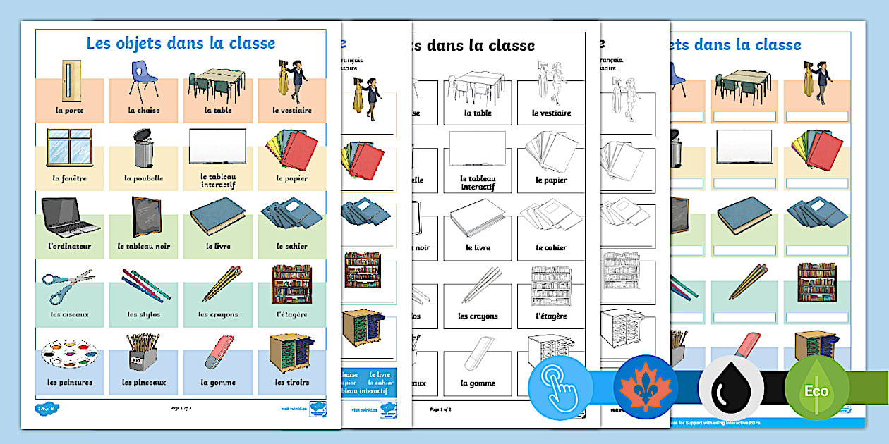 French School Vocabulary Worksheets | Twinkl CA