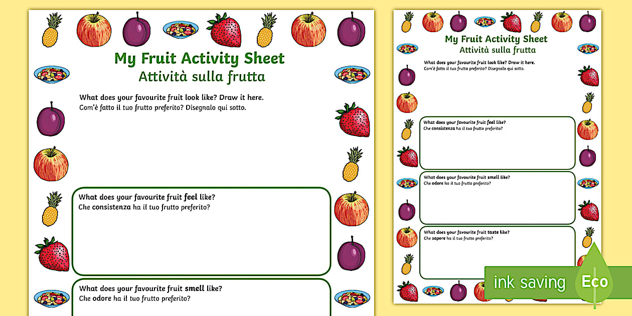 Fruits Description Worksheet / Worksheet English/Italian - Fruits ...