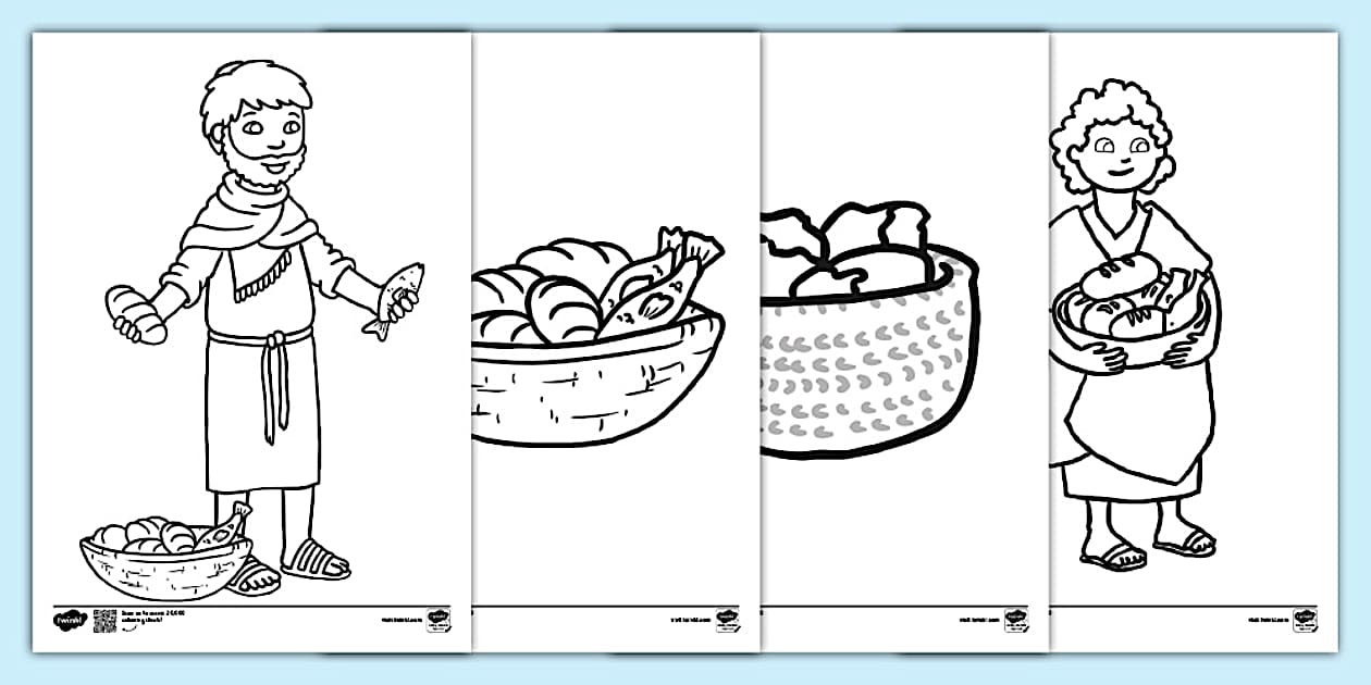 The Loaves And Fishes Story Colouring Sheets) (Teacher-Made)