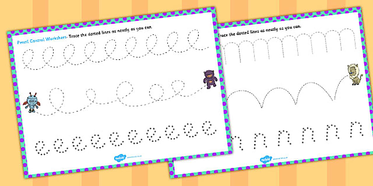 Monster Themed Pencil Control Worksheets