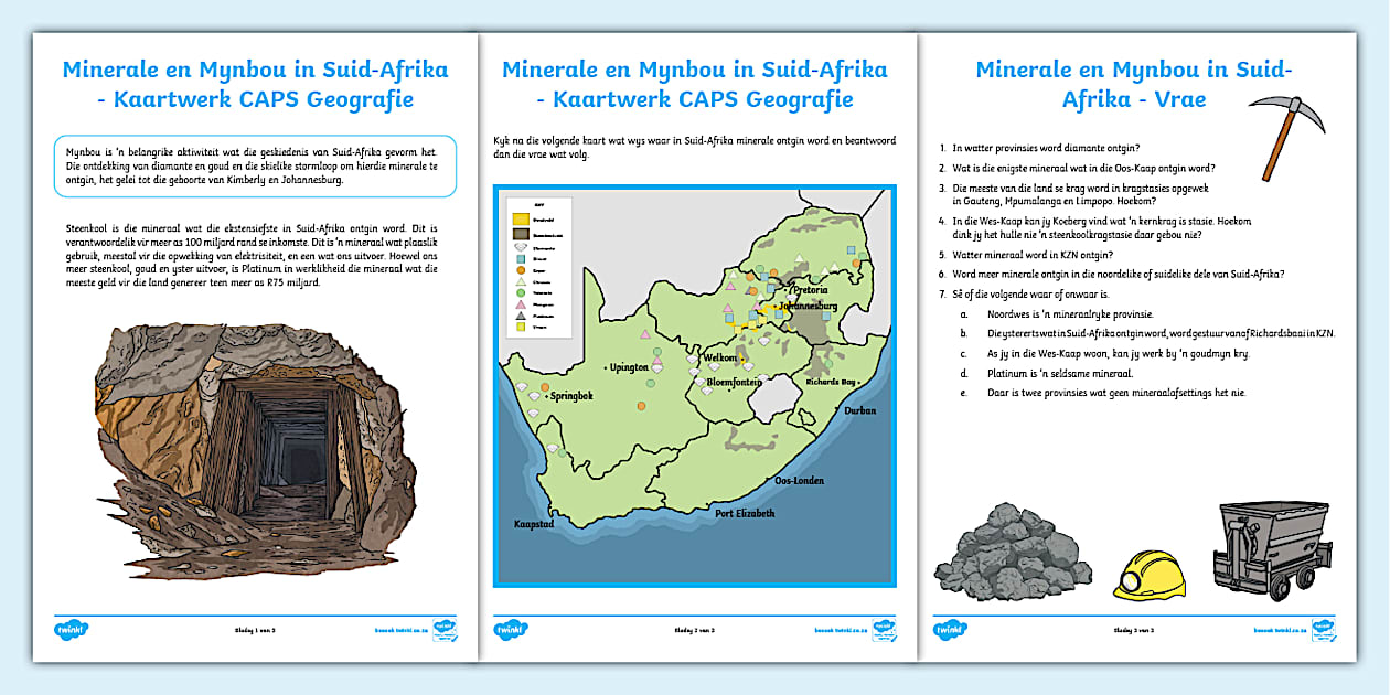 Minerale en Mynbou in Suid-Afrika - Kaartwerk CAPS Geografie