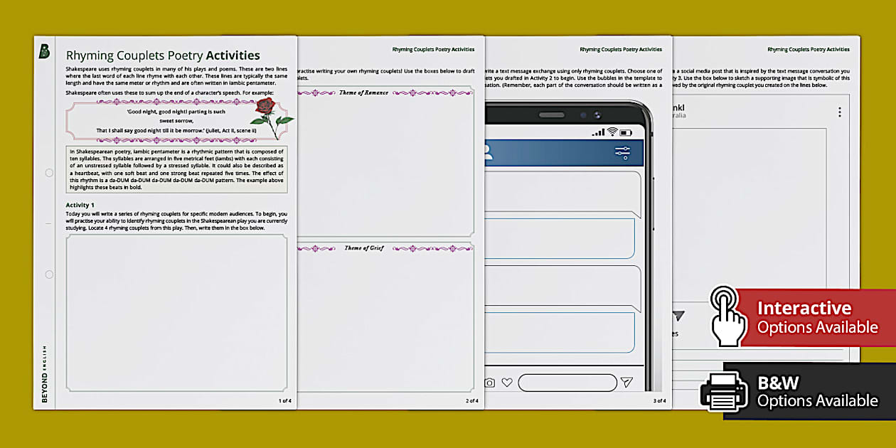 Rhyming Couplets Poetry Activity (teacher made) - Twinkl