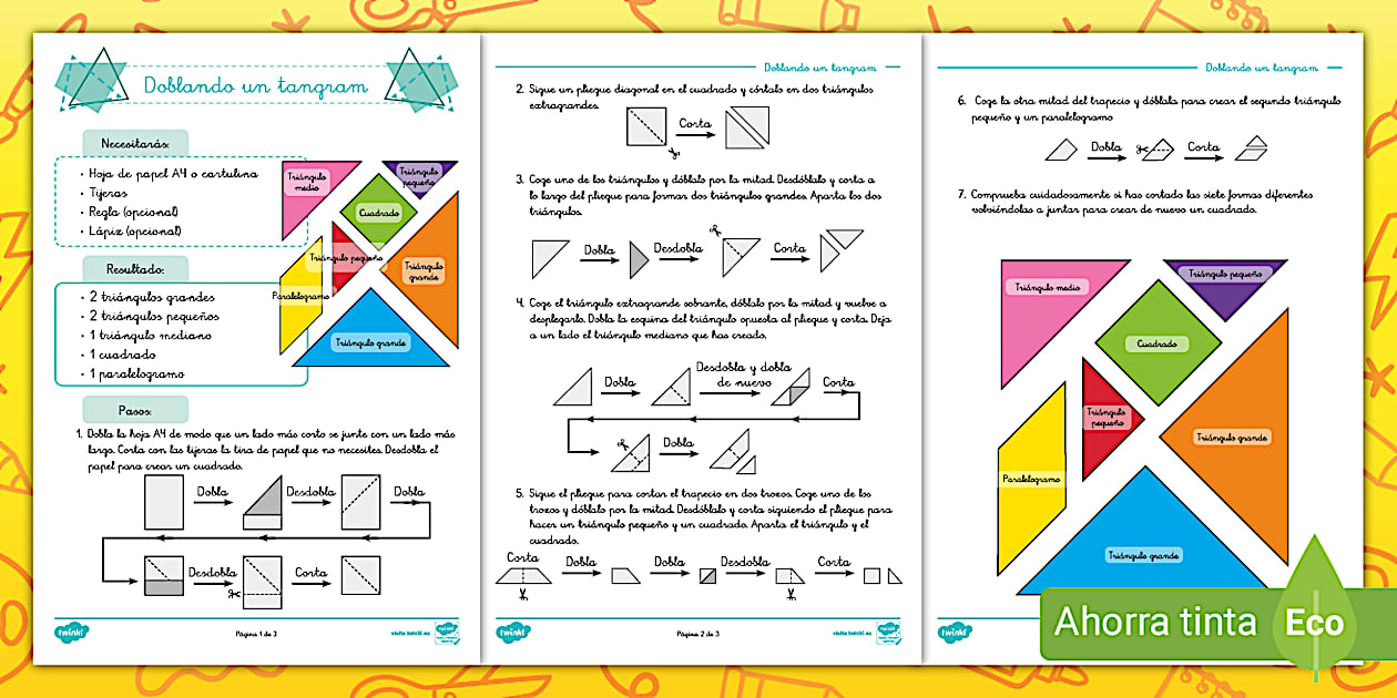 Ficha de actividad: Dobla y recorta un tangram - Twinkl